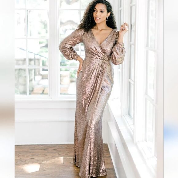 Revelry | Dresses | Rose Gold Sequin Vneck Dress | Poshmark